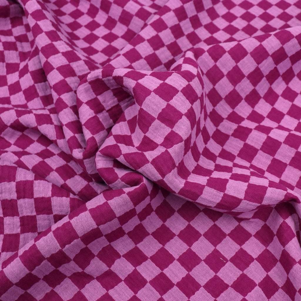 Cotton Double Gauze - Checkerboard - Pink – Sew Me Sunshine