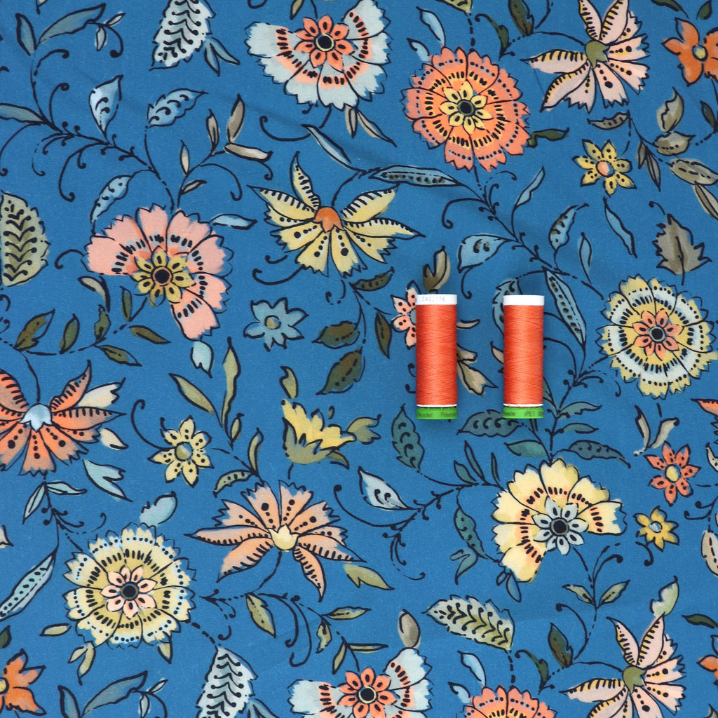 Deadstock Viscose Crepe - Papercut Peach Flowers – Sew Me Sunshine